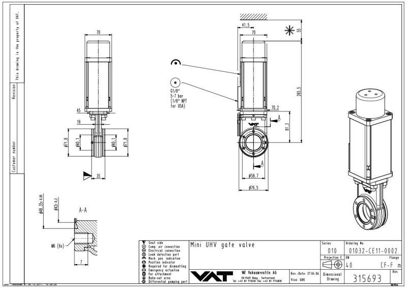 Mini UHV Gate Valve - VAT Valves