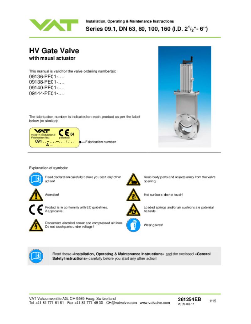HV Gate Valve with Wedge Design - VAT Valves