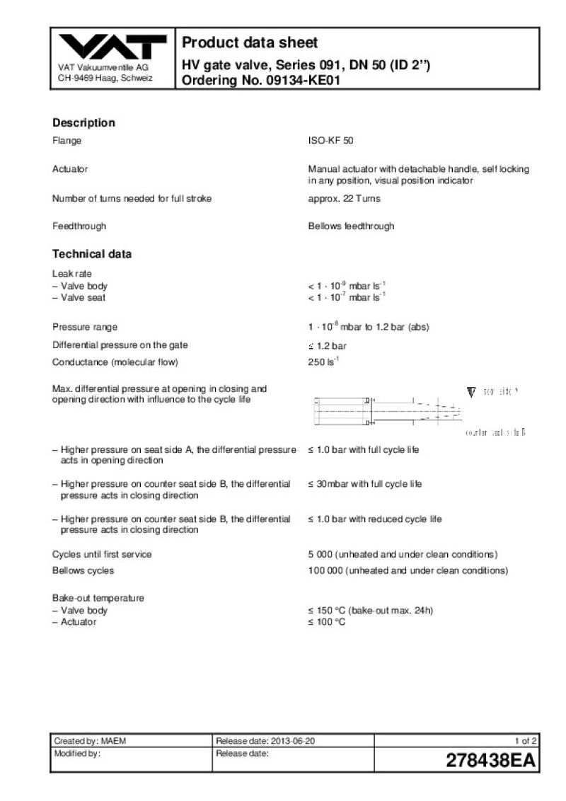 HV Gate Valve with Wedge Design - VAT Valves