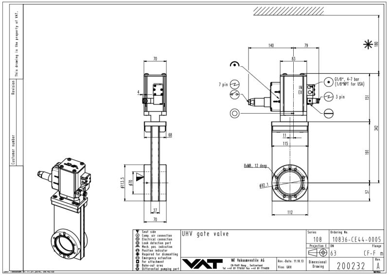 10.8 UHV Gate Valve - VAT Group - 10836-CE44 - VAT Group