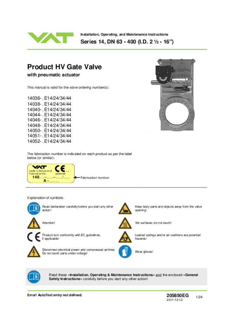 HV Gate Valve - VAT Valves