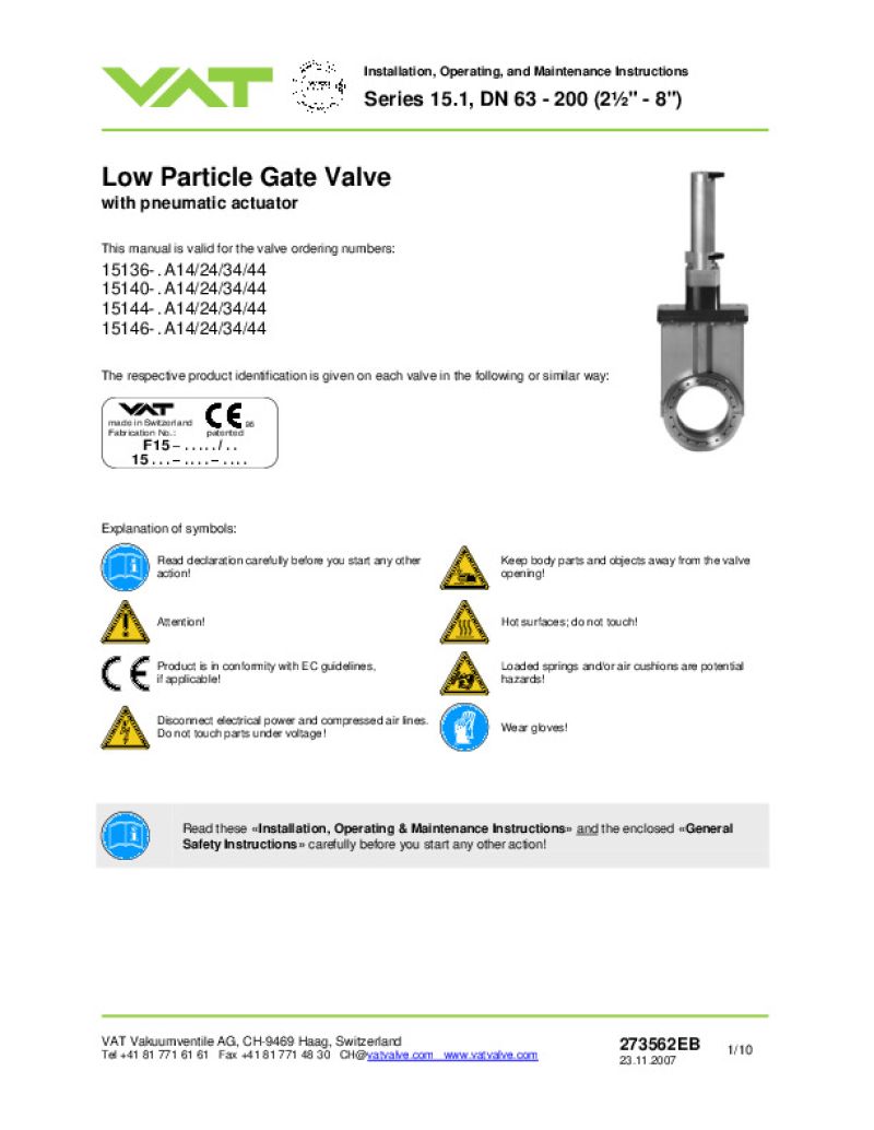 HV Isolation Gate Valve - VAT Valves