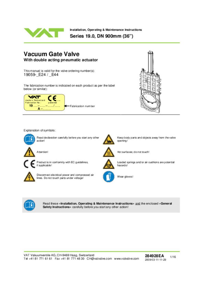 Large Gate Valve - VAT Valves