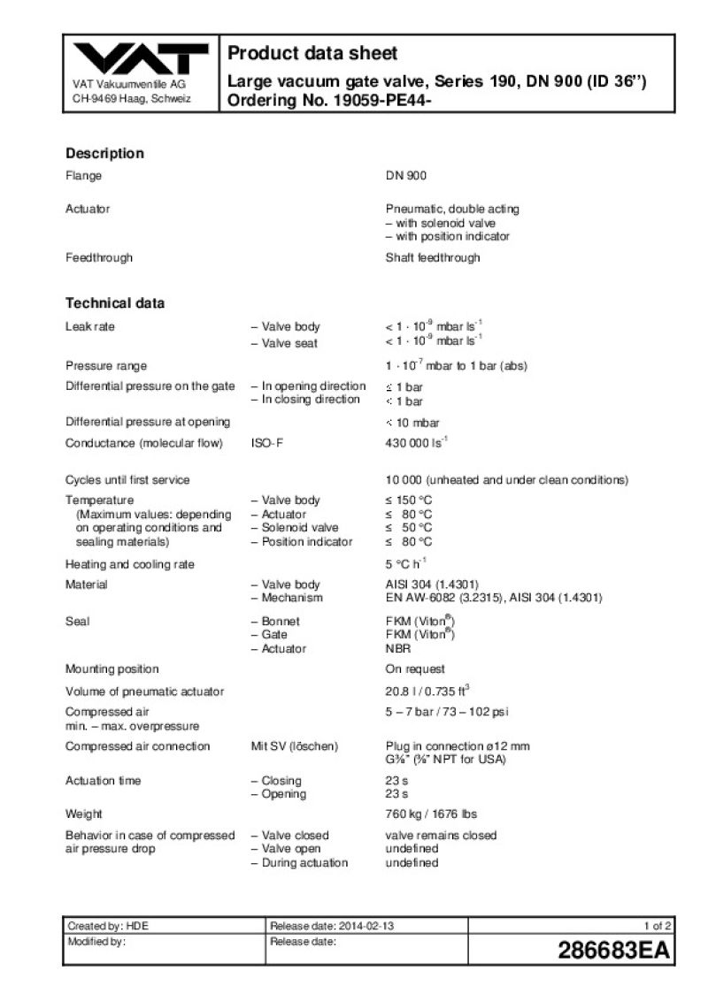 Large Gate Valve - VAT Valves