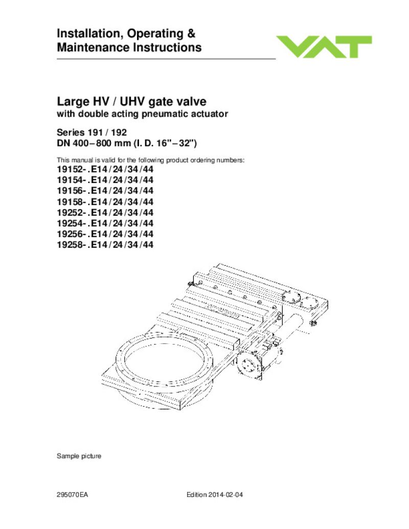 Large HV Gate Valves - VAT Valves