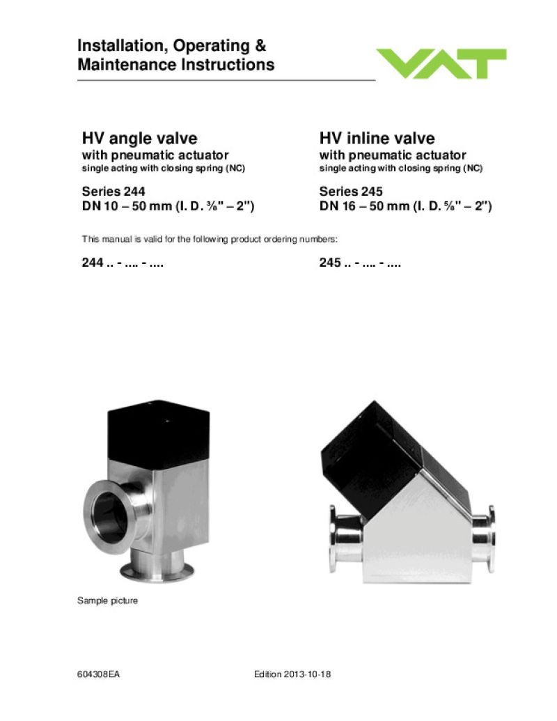 FV Angle Valve - VAT Valves