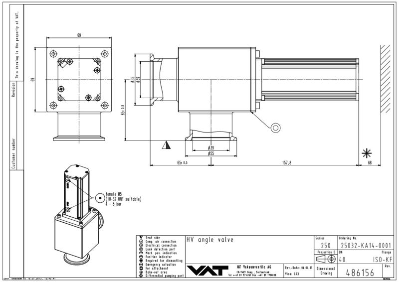 HV Cylinder Valve (Angle Version) - VAT Valves