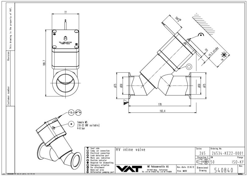 HV Inline Valve - VAT Valves