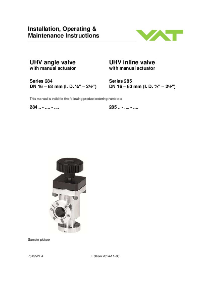UHV Angle Valve - VAT Valves