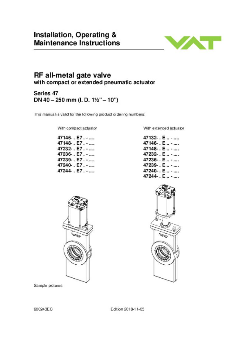 XHV RF All-Metal Gate Valve - VAT Valves