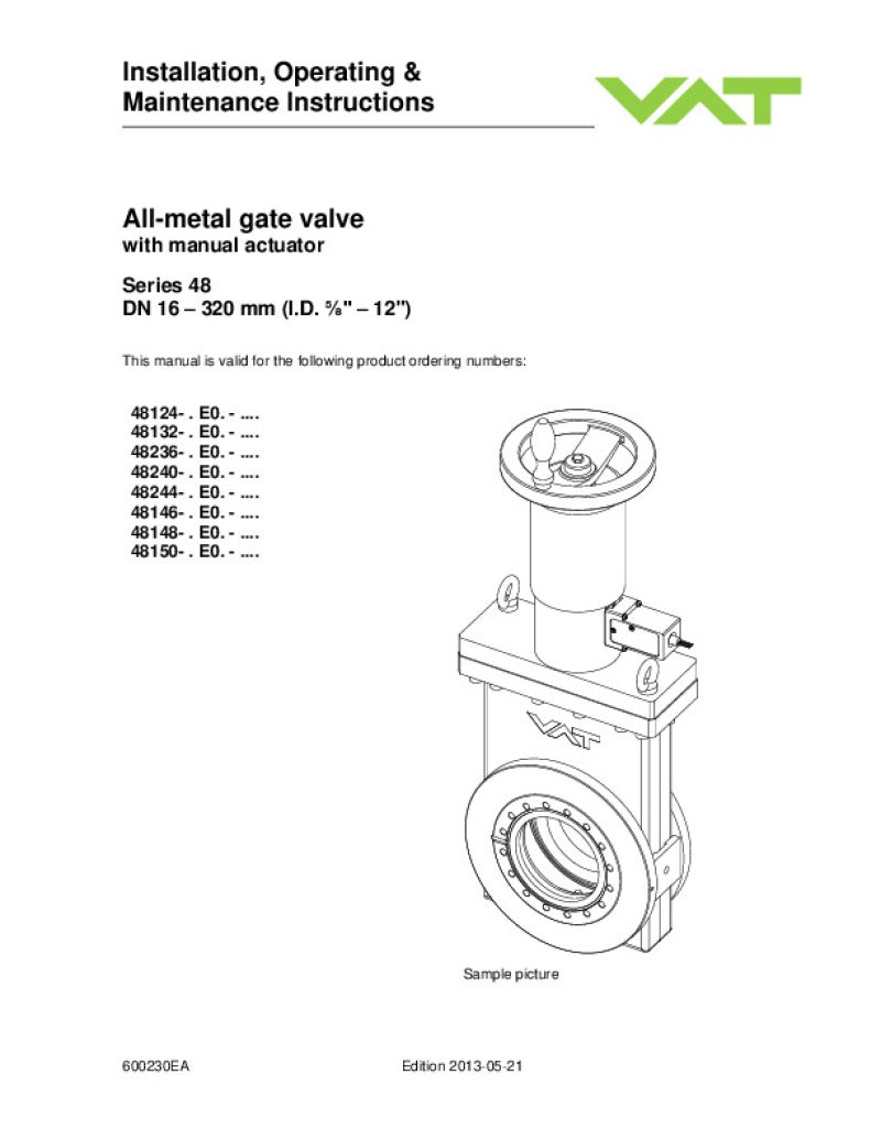 XHV All-Metal Gate Valve - VAT Valves