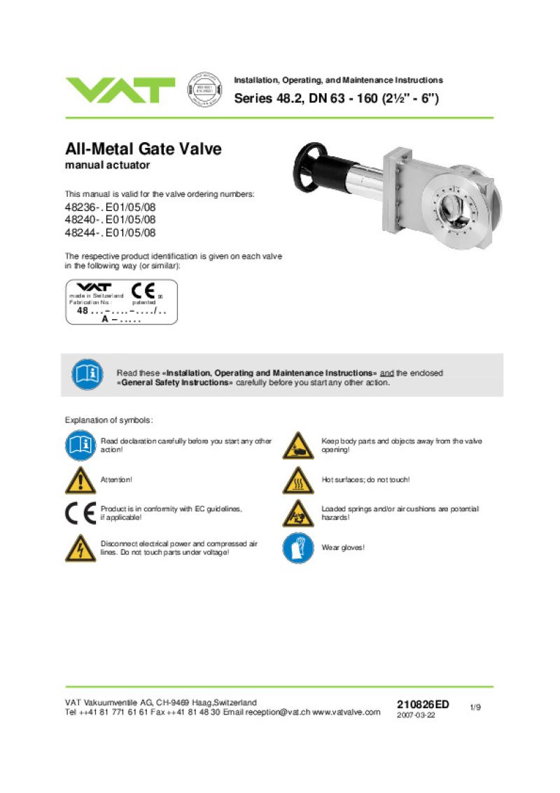 XHV All-Metal Gate Valve - VAT Valves