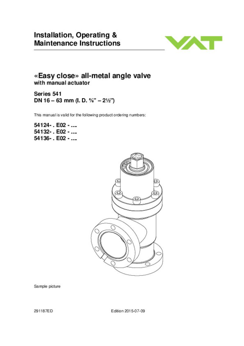 UHV/XHV All-Metal Angle Valve - Easy Close - VAT Valves