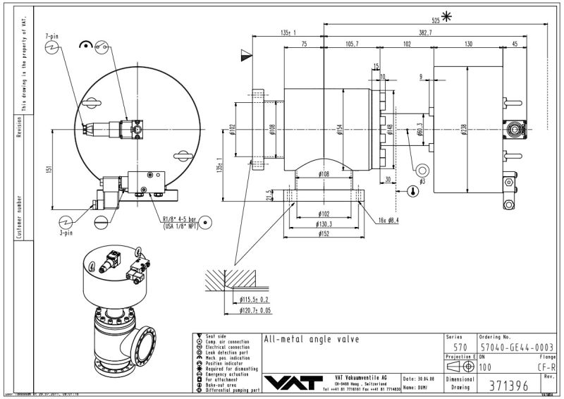 XHV All-Metal Angle Valve - VAT Valves