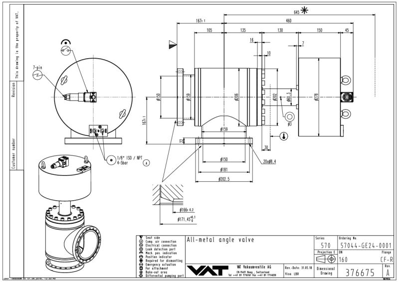 XHV All-Metal Angle Valve - VAT Valves