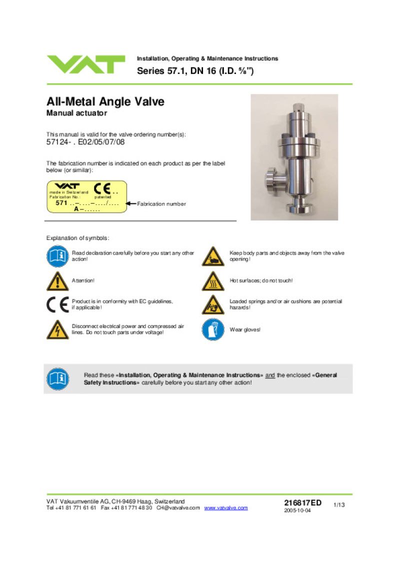 XHV All-Metal Angle valve - VAT Valves