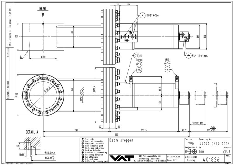 UHV Beam Stopper - VAT Valves